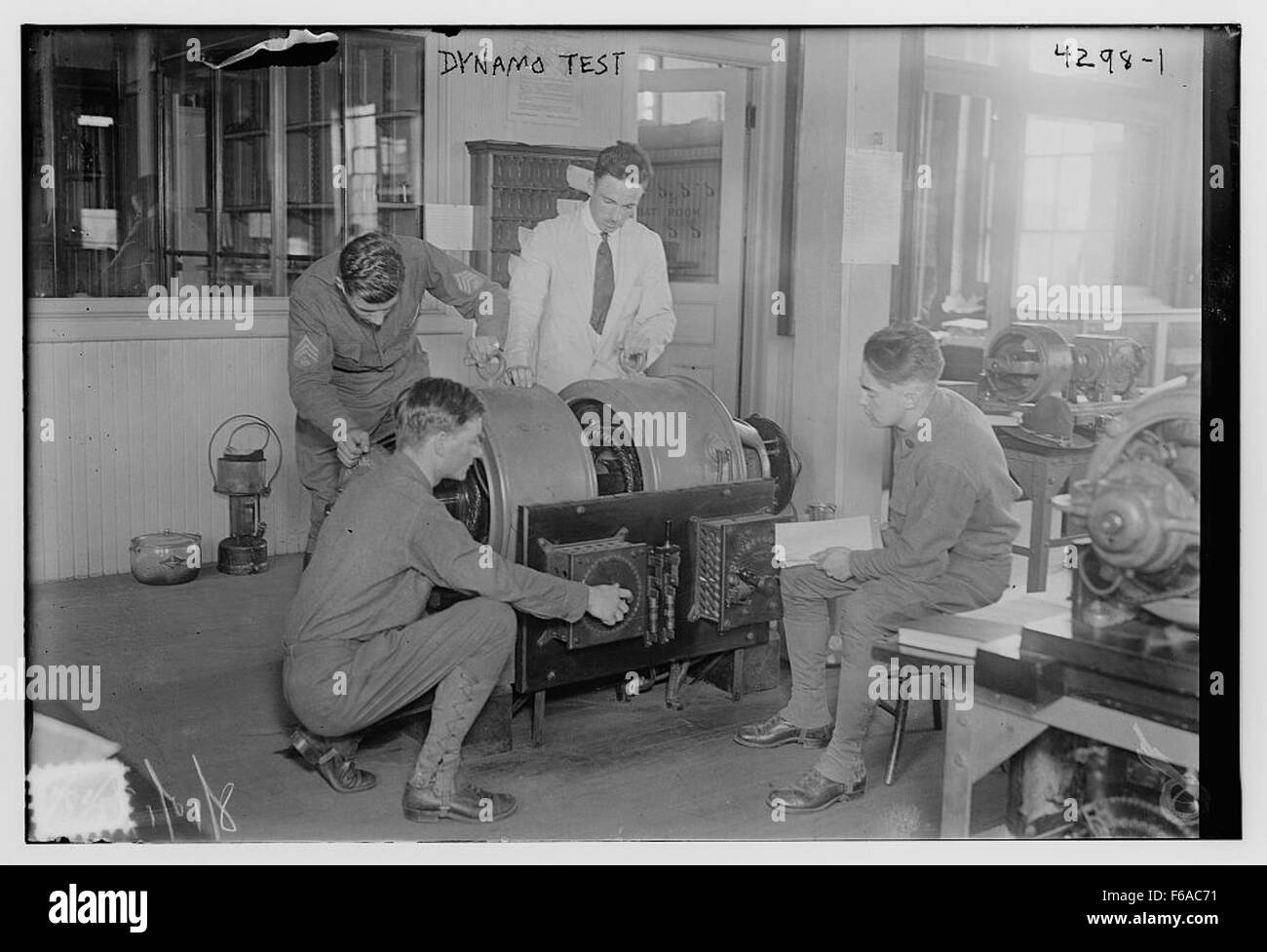 A historical photograph of a dynamo test, capturing a significant ...