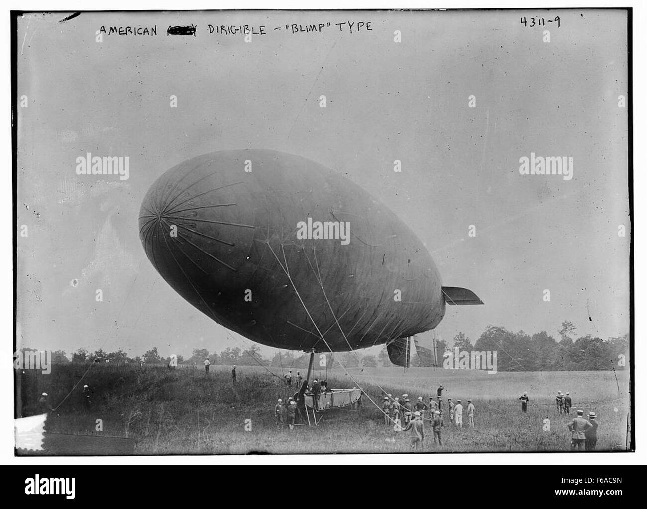 A photograph of an American dirigible, a blimp-type aircraft used for ...