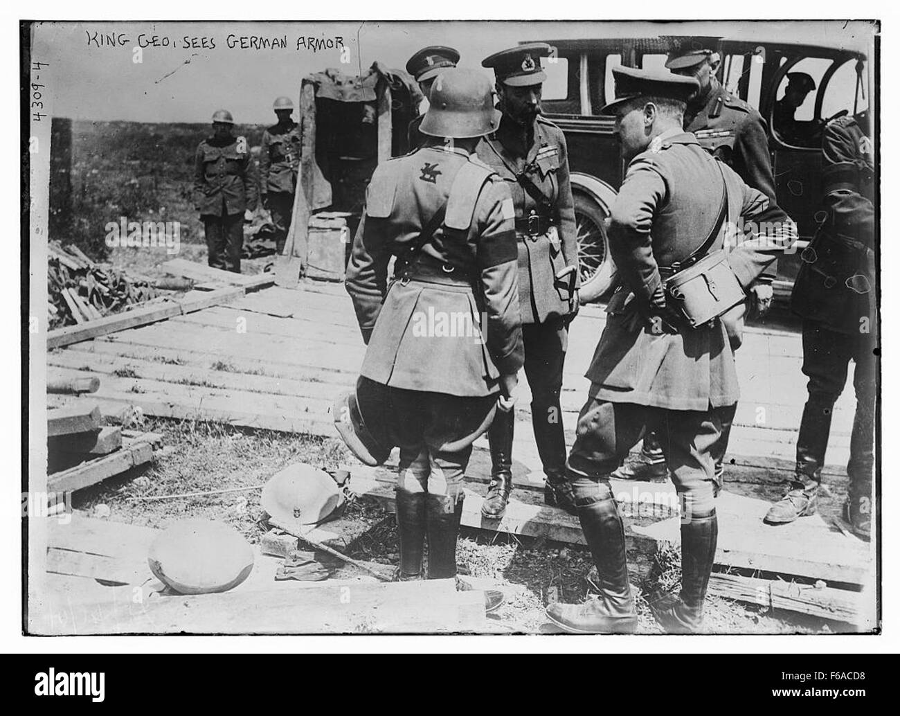 King George viewed German armor during World War I or II, highlighting ...