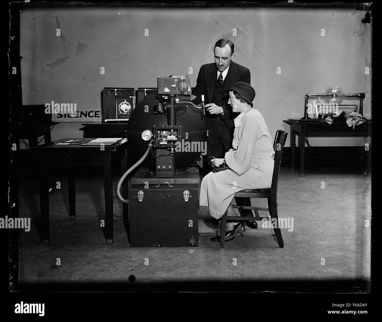 A close-up photo of an unidentified gadget, likely a historical or ...