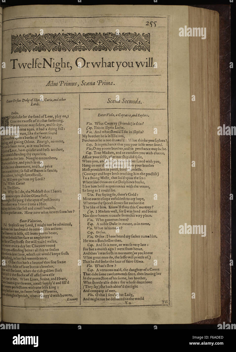 A page from the First Folio edition of Shakespeare’s comedy 'Twelfth ...