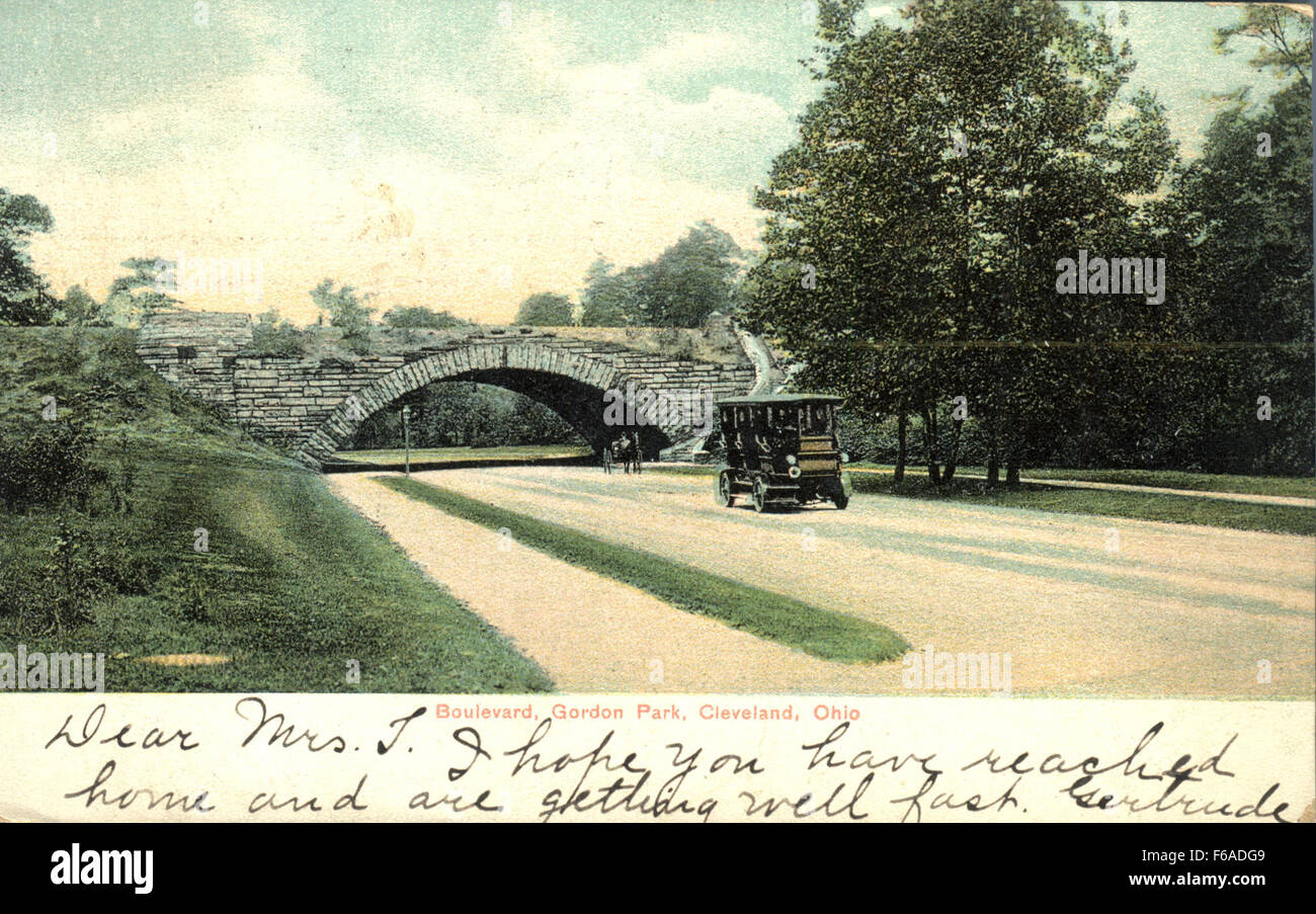 Gordon Park Boulevard in Cleveland, Ohio, is captured in this postcard ...