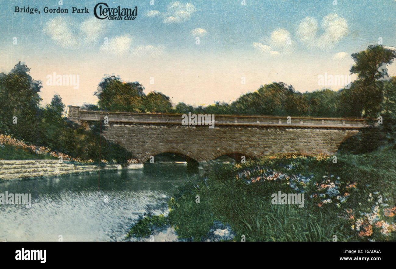 A postcard showing the Gordon Park Bridge in Cleveland, Ohio. The ...