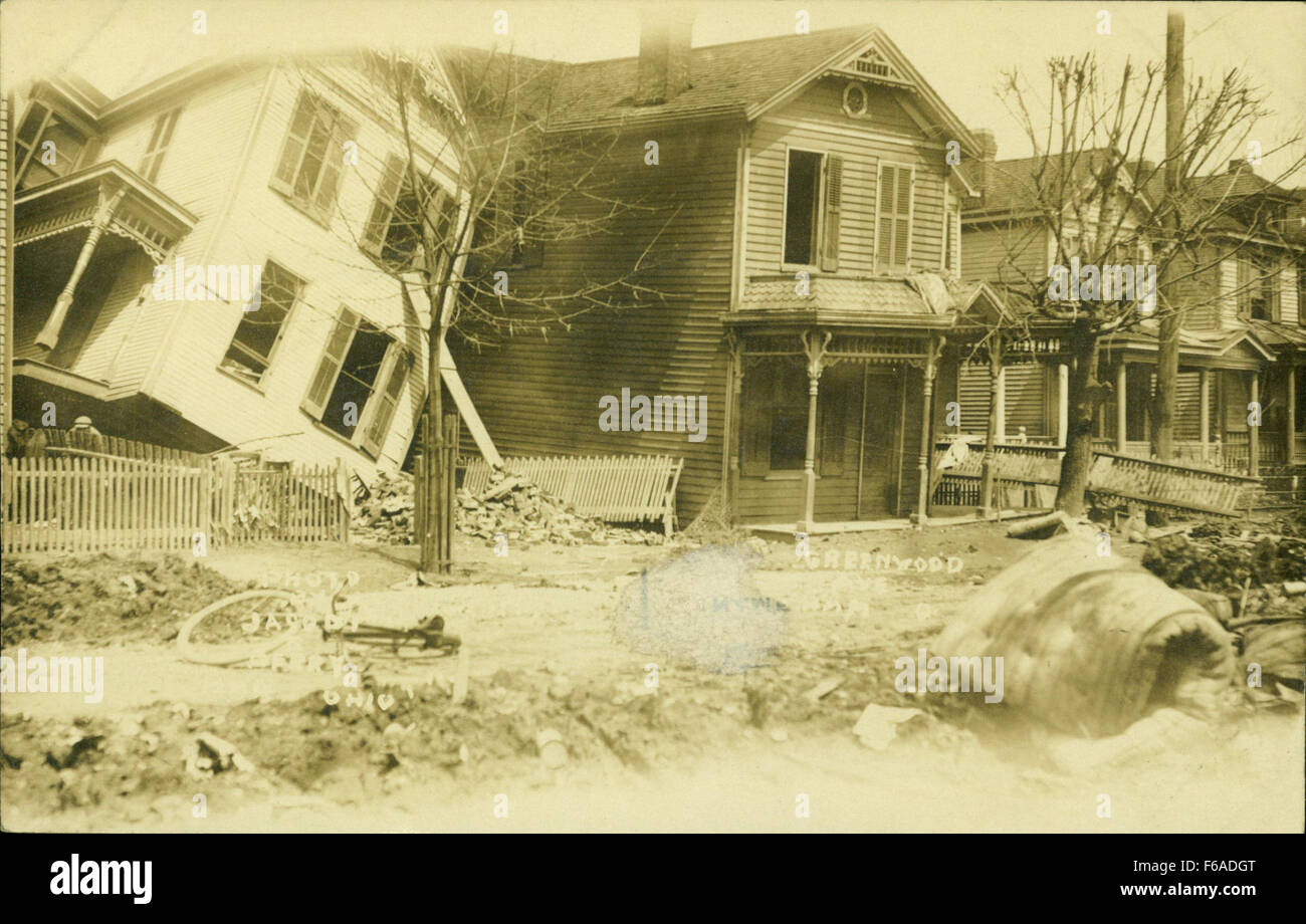 A depiction of damage caused by flooding on Greenwood Avenue in ...