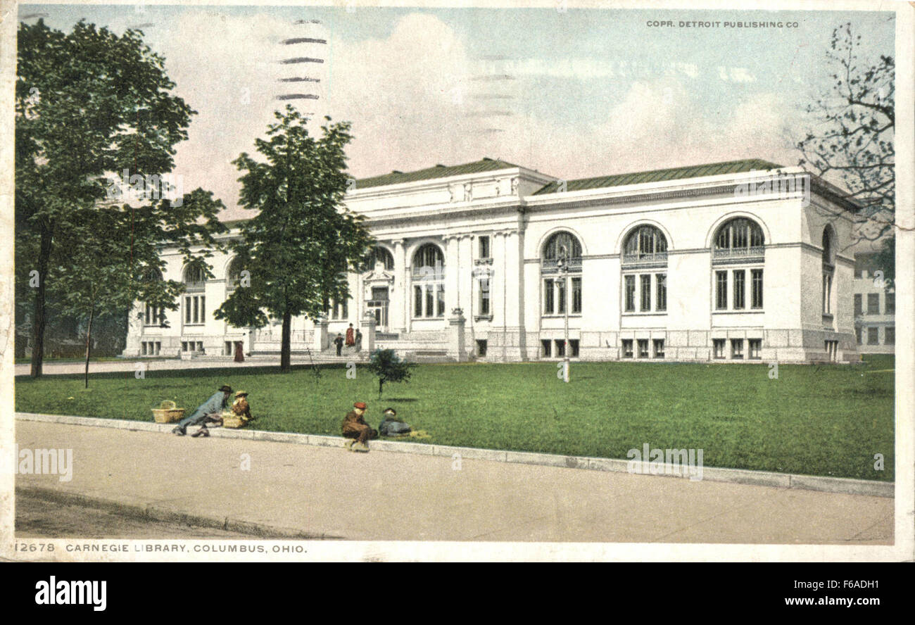 A postcard featuring the Carnegie Library in Columbus, Ohio ...