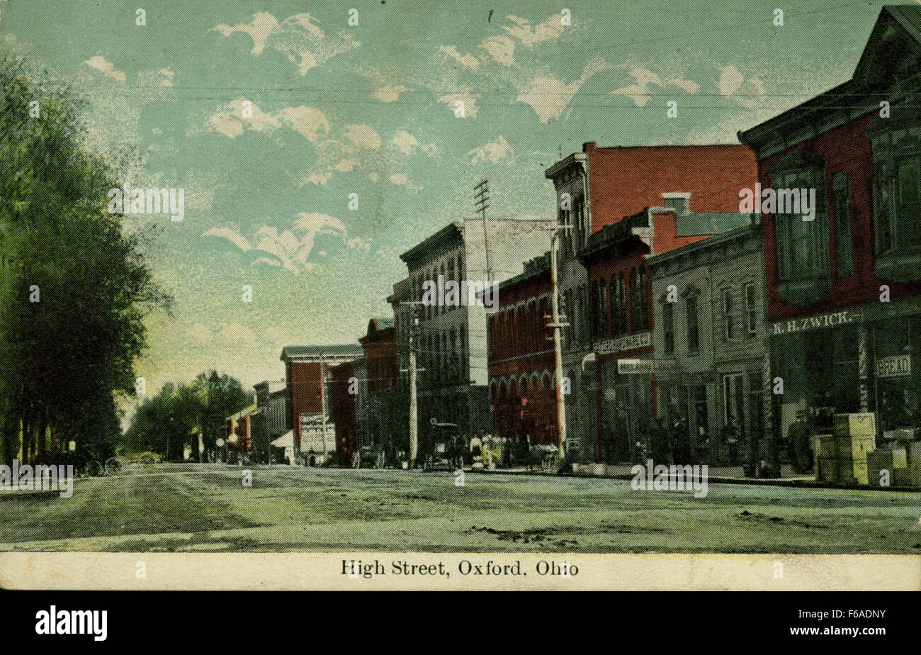 Postcard from Oxford, Ohio, showing High Street, the heart of the town ...