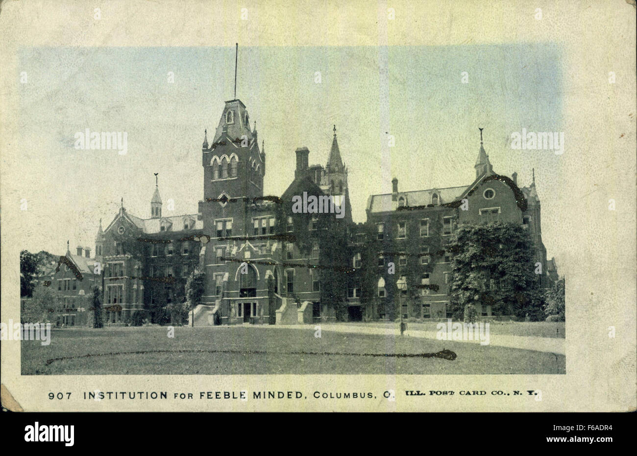 A historical image of the Institution for the Feeble Minded, showcasing ...