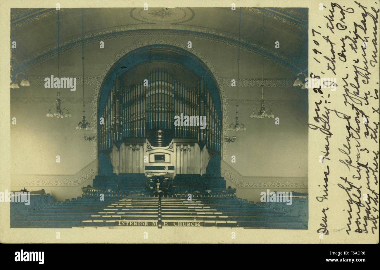 This photograph shows the interior of a Methodist Episcopal (M.E ...