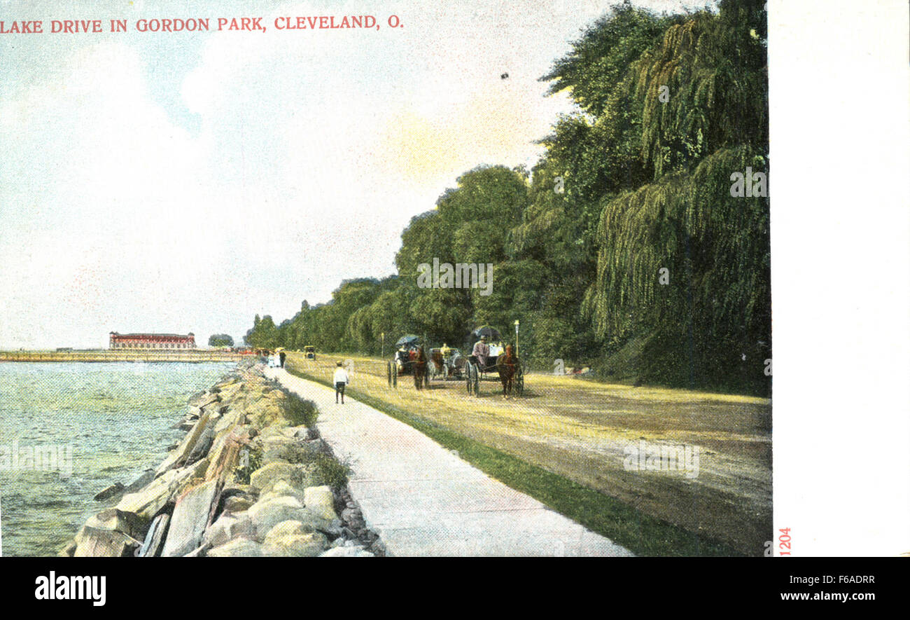 A vintage postcard featuring Lake Drive in Gordon Park, Cleveland, Ohio ...