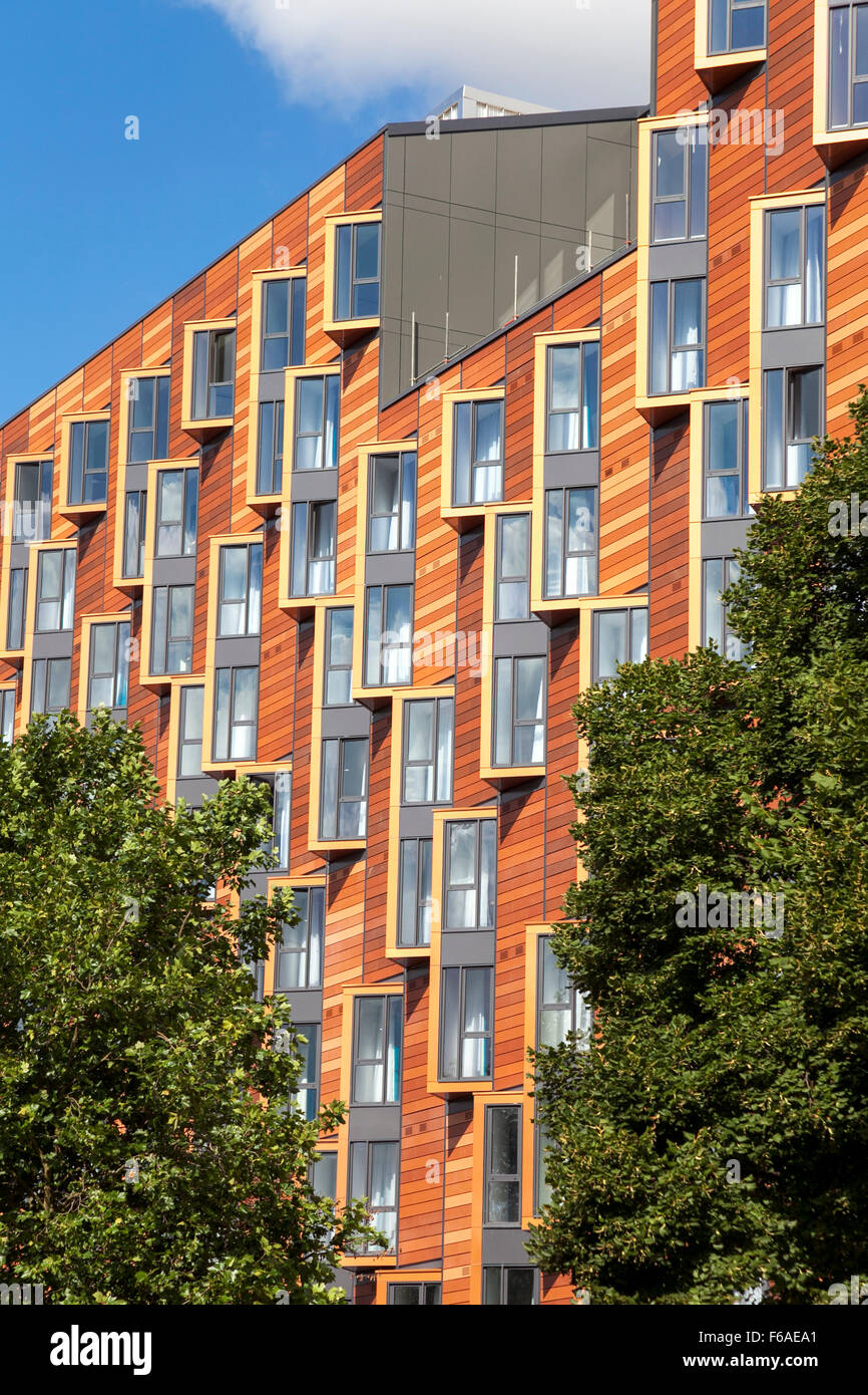 Colourful modern apartment block (Shubette House, Wembley, London ...