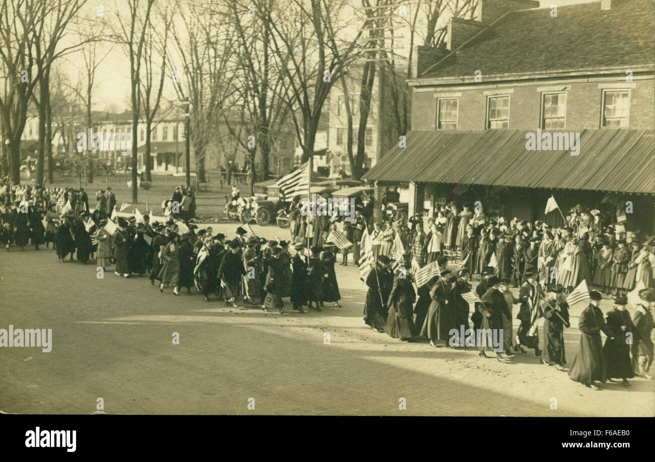 A parade of women is shown on the streets of Oxford, Ohio, showcasing a ...