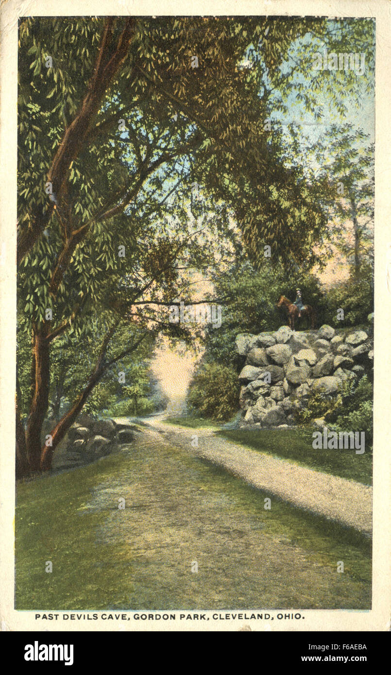 A postcard view of Devils Cave near Cleveland, Ohio. This natural ...