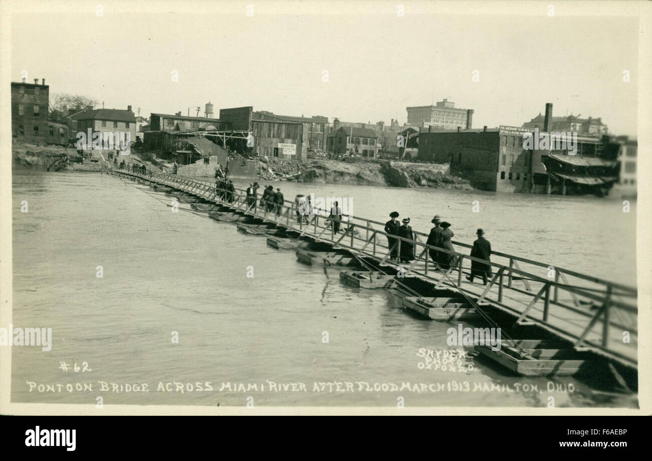 A pontoon bridge spanning the Miami River, providing a temporary or ...