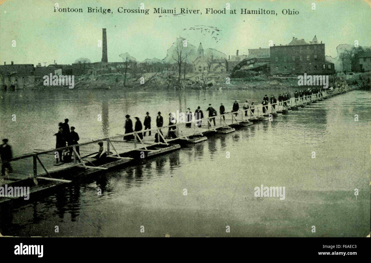 Photograph of a pontoon bridge, likely used for transportation over ...