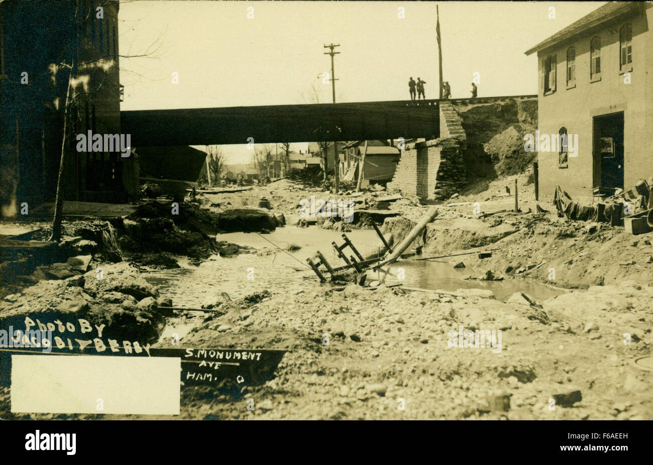 A postcard showcasing the damage to the city of Hamilton, Ohio, from ...