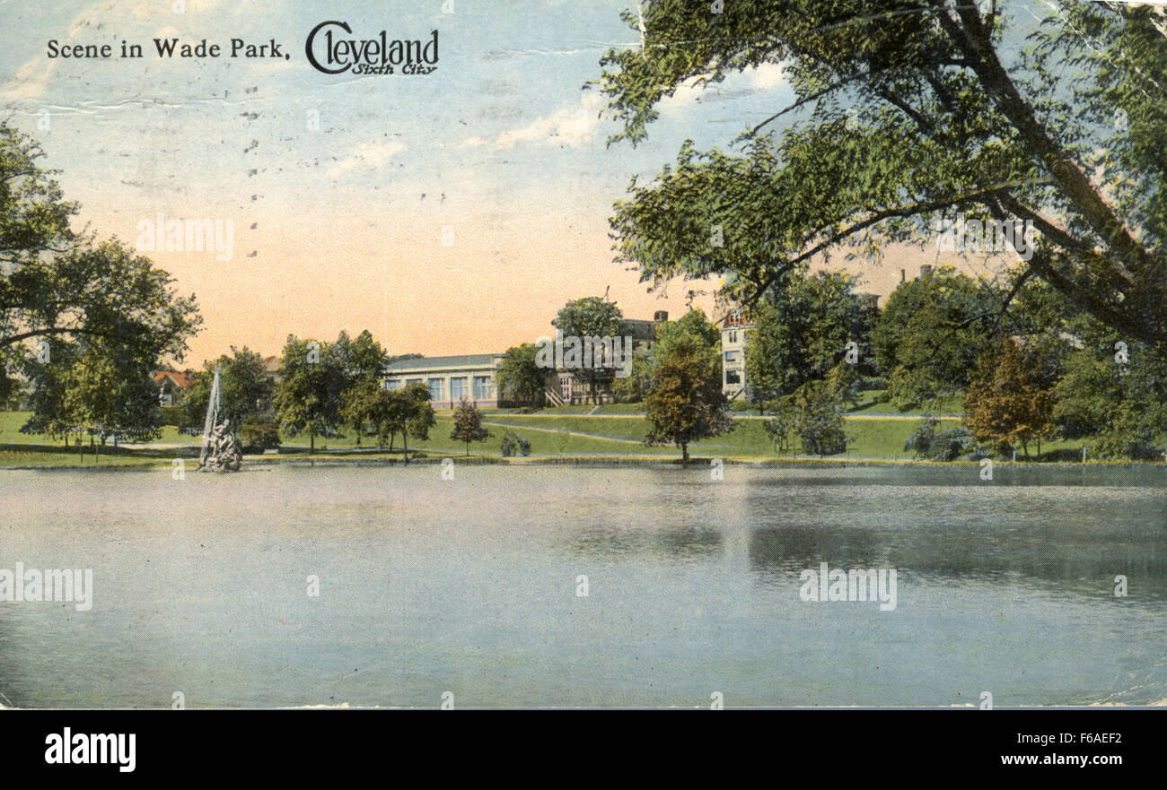 Postcard depicting a scenic view of Wade Park in Cleveland, Ohio ...