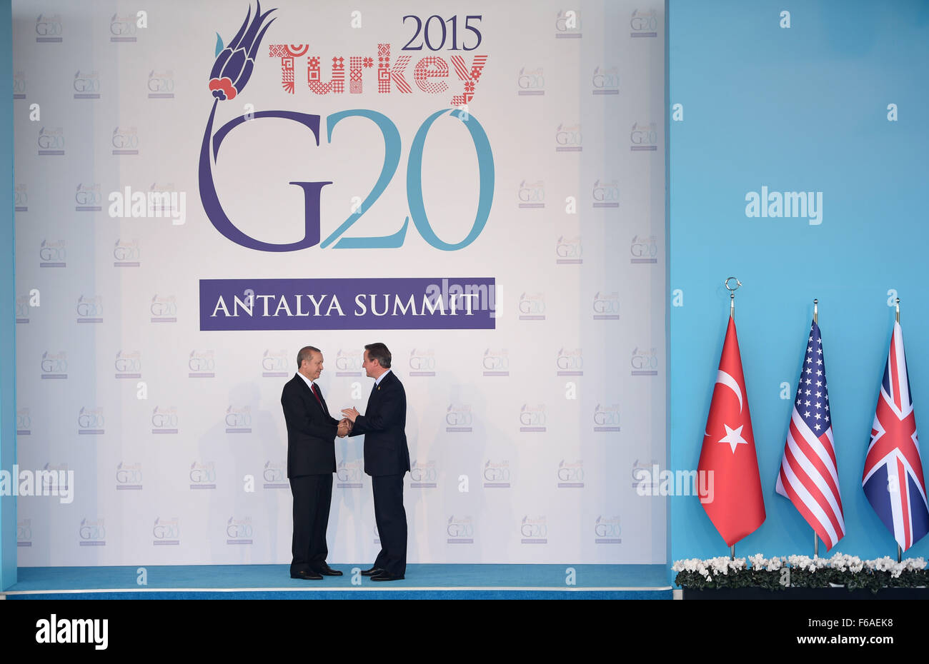 Antalya, Turkey. 15th Nov, 2015. Turkish President Recep Tayyip Erdogan ...