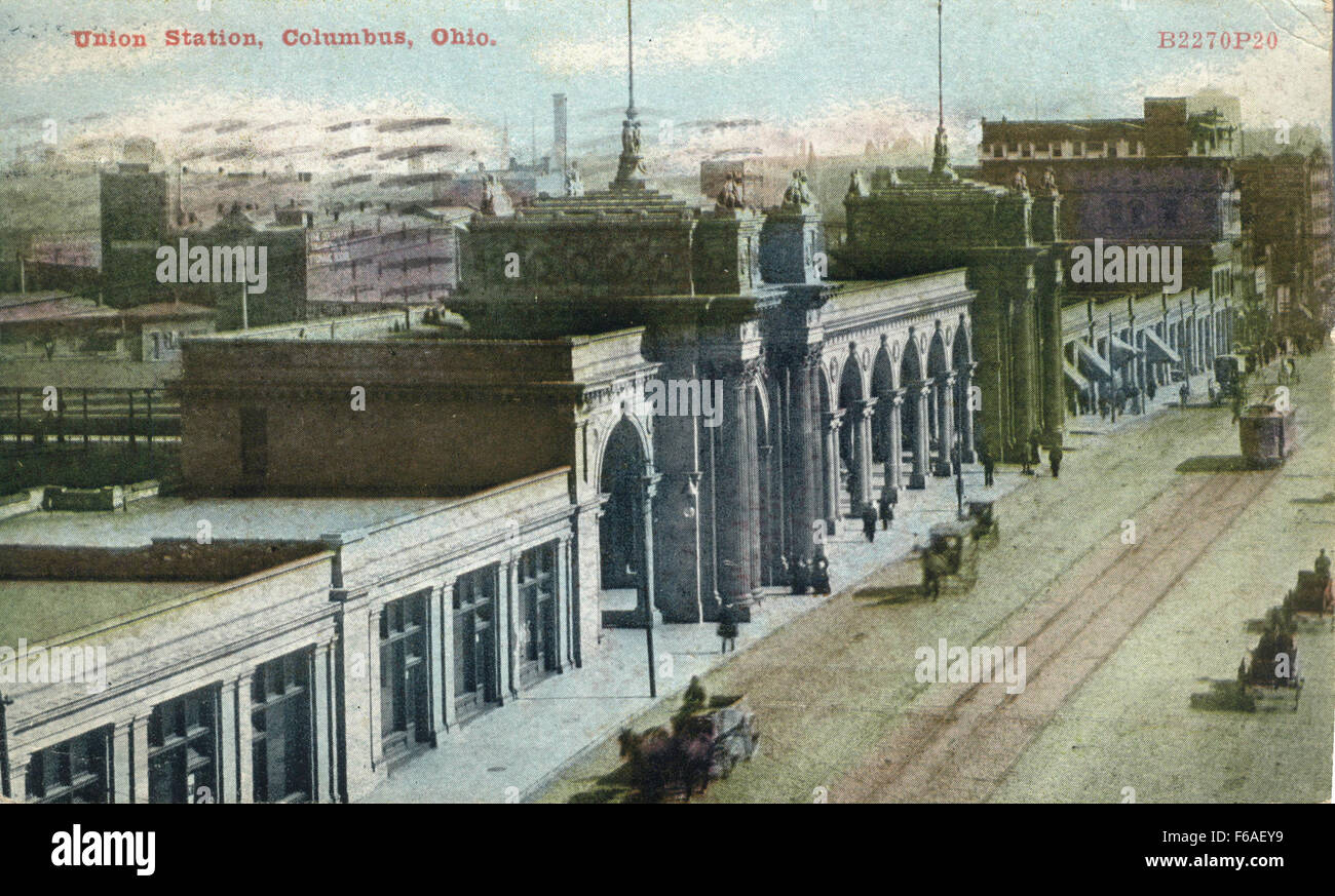 Union Station in Columbus, Ohio, shown in a vintage postcard collection ...