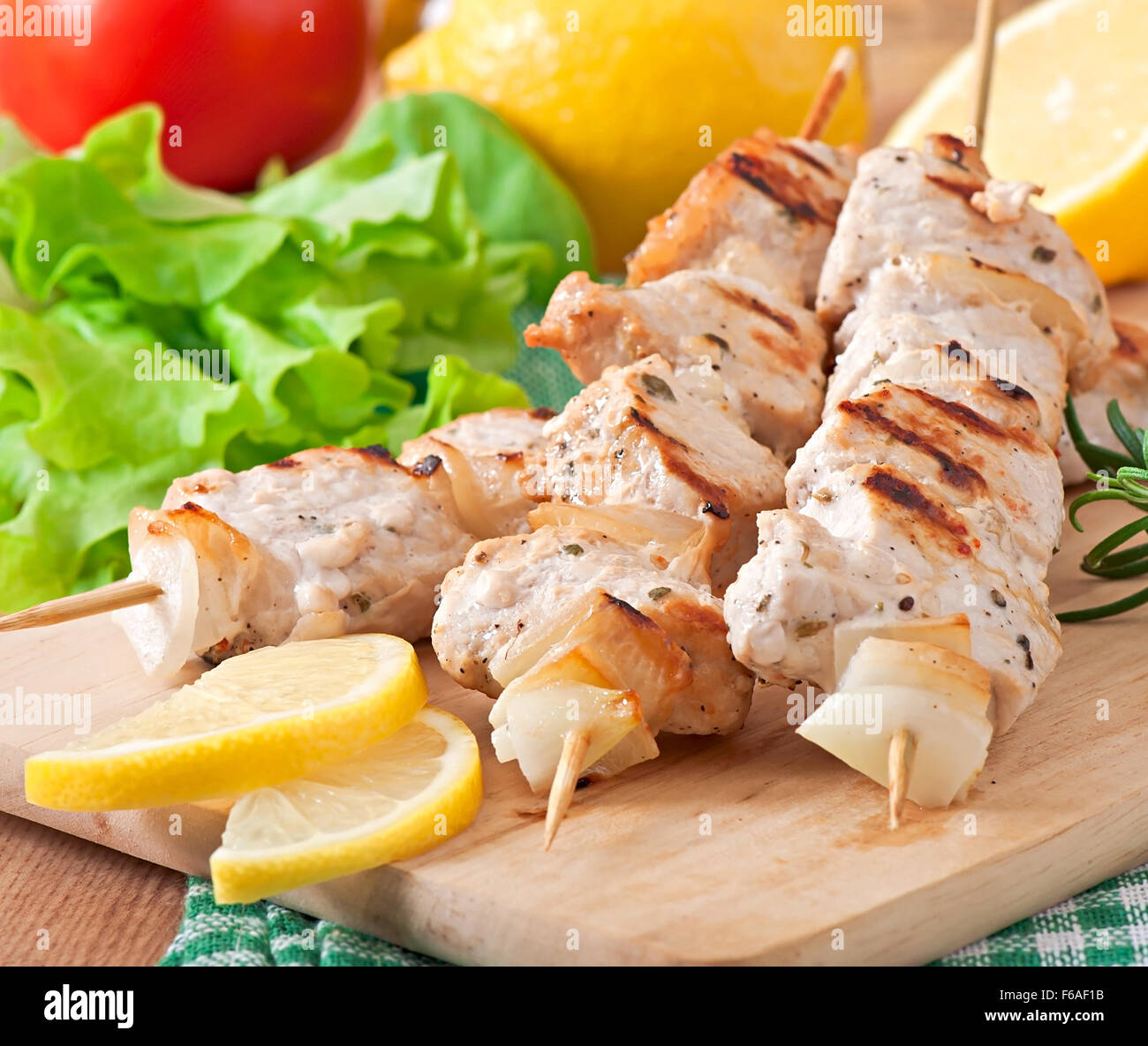 Grilled pork kebab with onions Stock Photo - Alamy