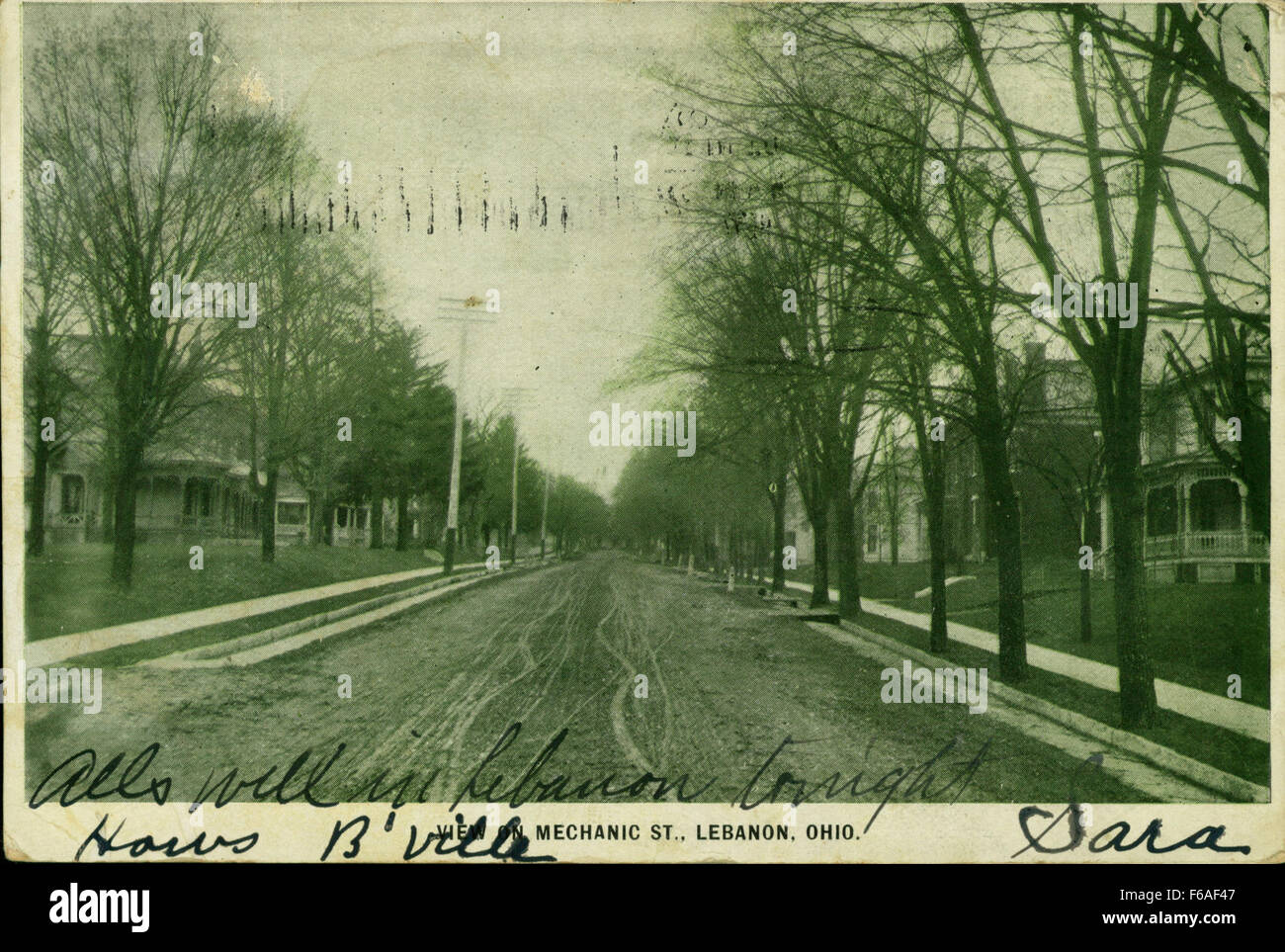 Postcard showing a street view in Lebanon, Ohio, featuring buildings ...