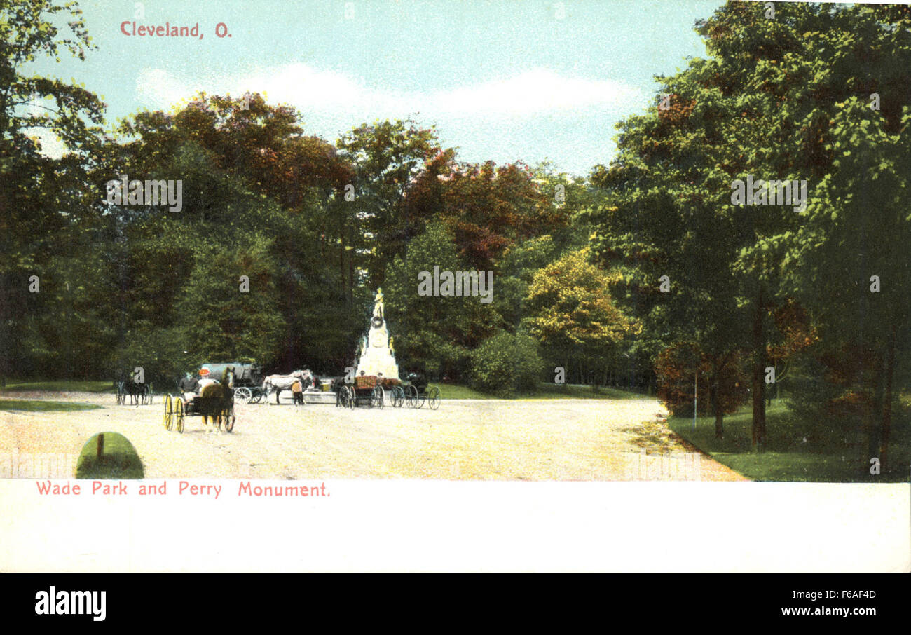 Postcard depicting Wade Park in Cleveland, Ohio, featuring the Perry ...