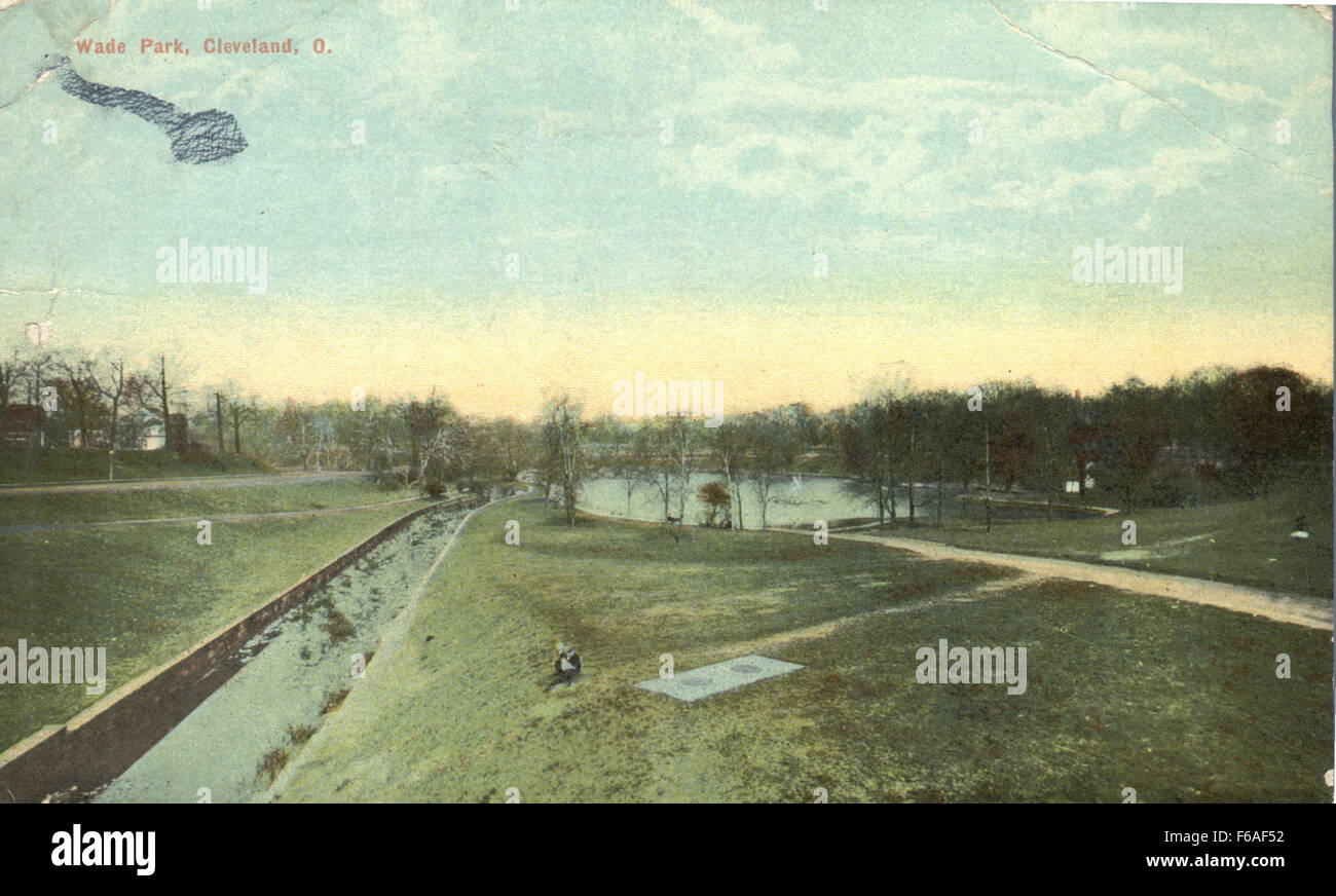 An aerial view of Wade Park, Cleveland, showcasing the lakes and ponds ...