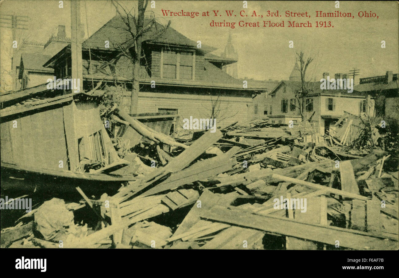 A postcard illustrating the aftermath of a flood at the YWCA sports ...