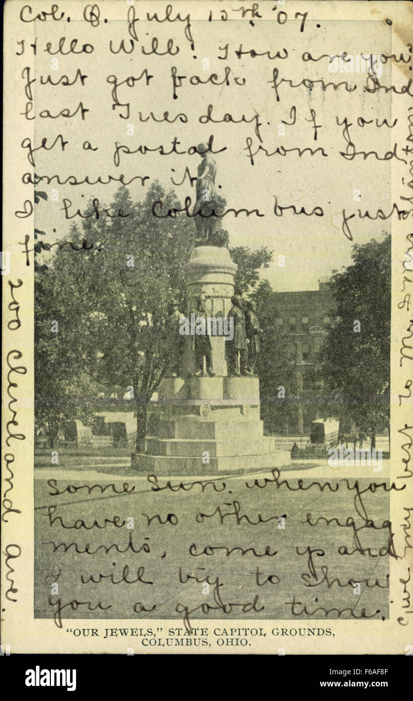 A postcard depicting the Columbus State Capitol Grounds in Ohio ...