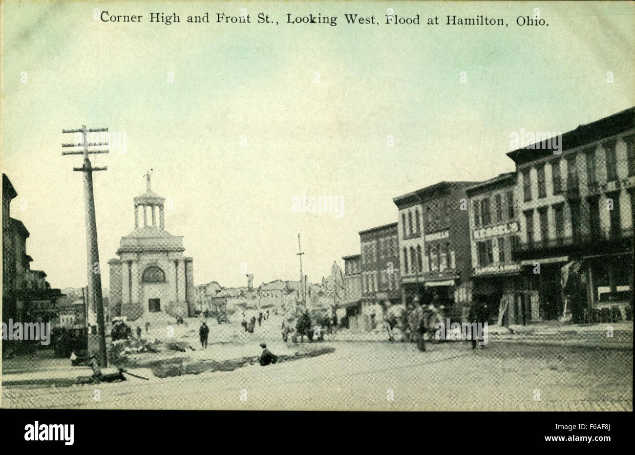 The intersection of High and Front Streets in Hamilton, Ohio, showing ...