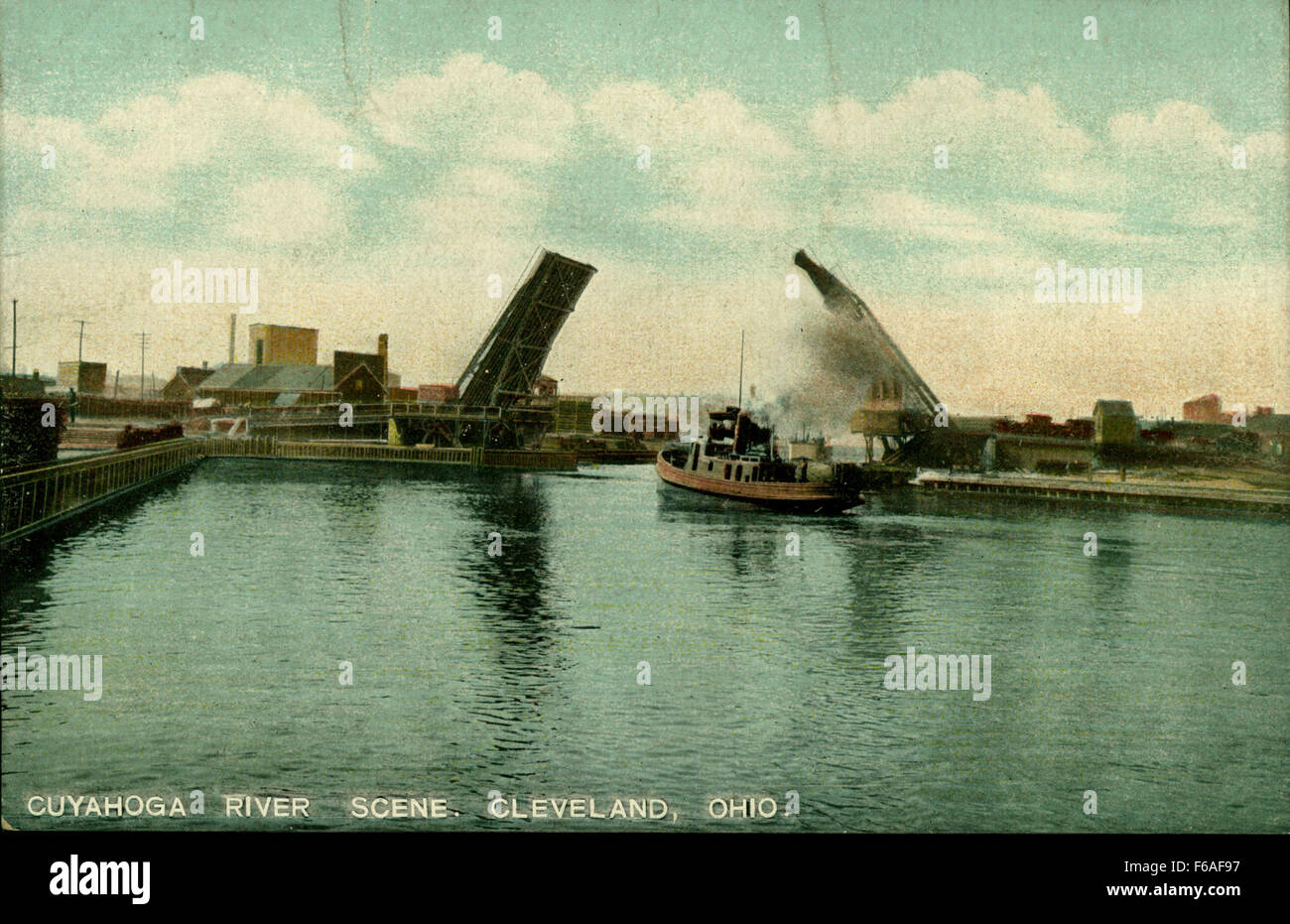 Aerial view of the Cuyahoga River in Cleveland, Ohio, showcasing ...