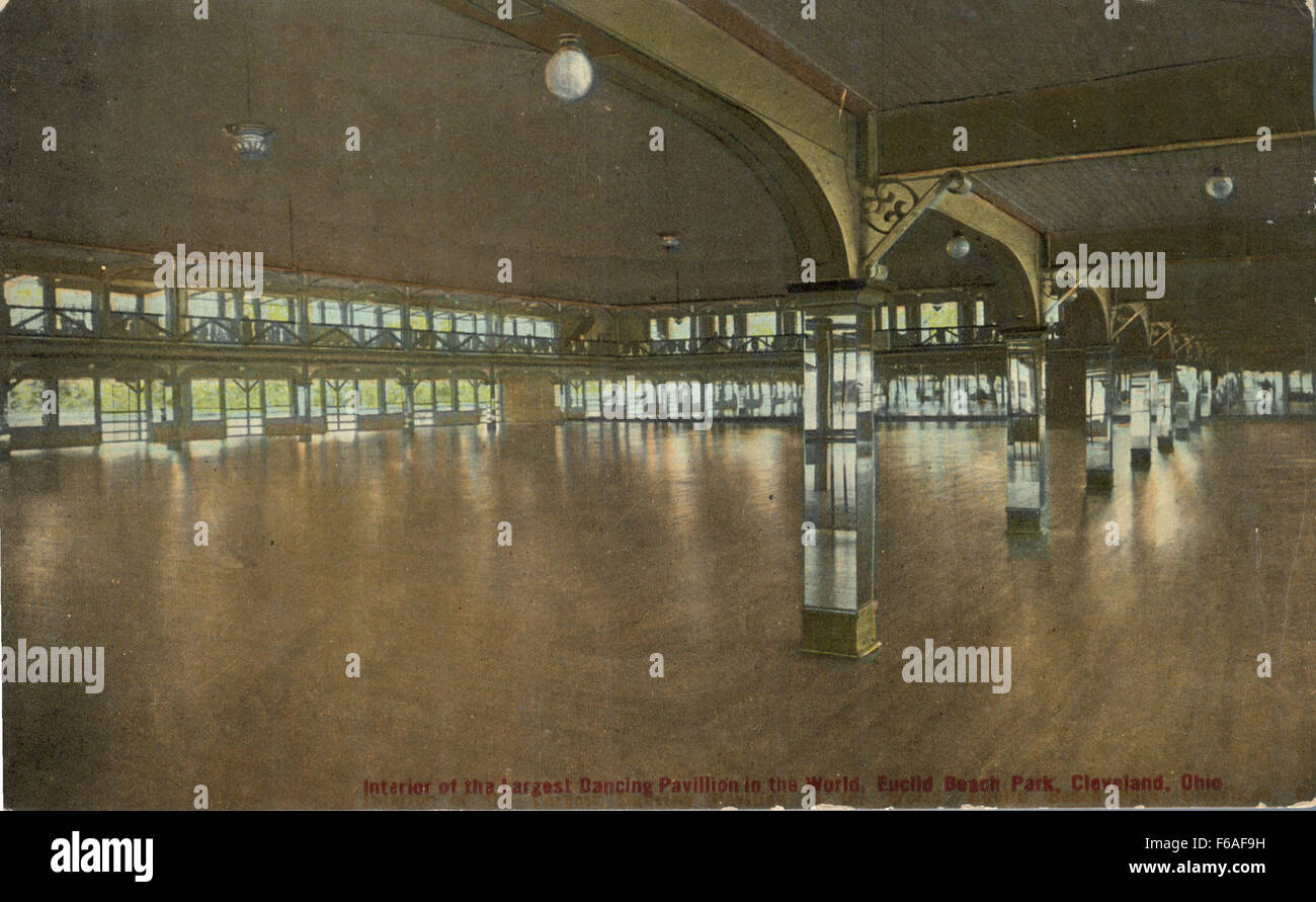 A postcard showcasing a dancing pavilion in Cleveland, Ohio, an early ...