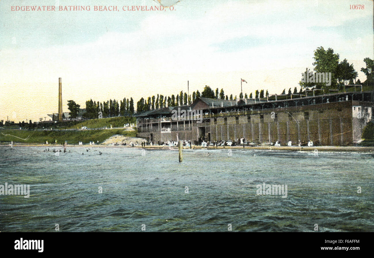 Edgewater Bathing Beach in Cleveland, Ohio, featuring the iconic ...