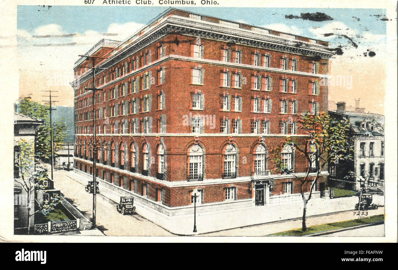 The image shows the exterior of a historic athletic club building ...