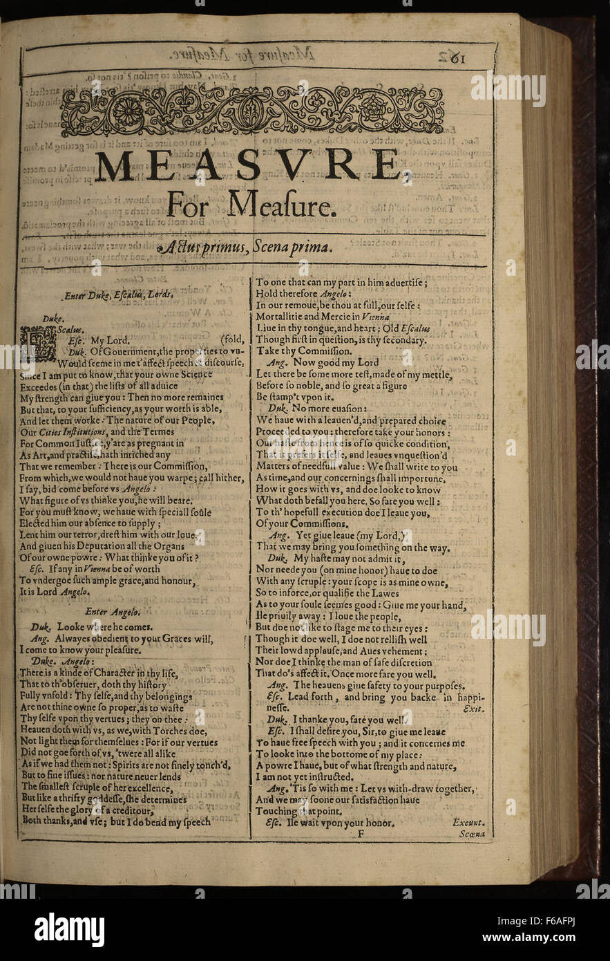 Page 1 from the First Folio edition of Shakespeare's 'Measure for ...