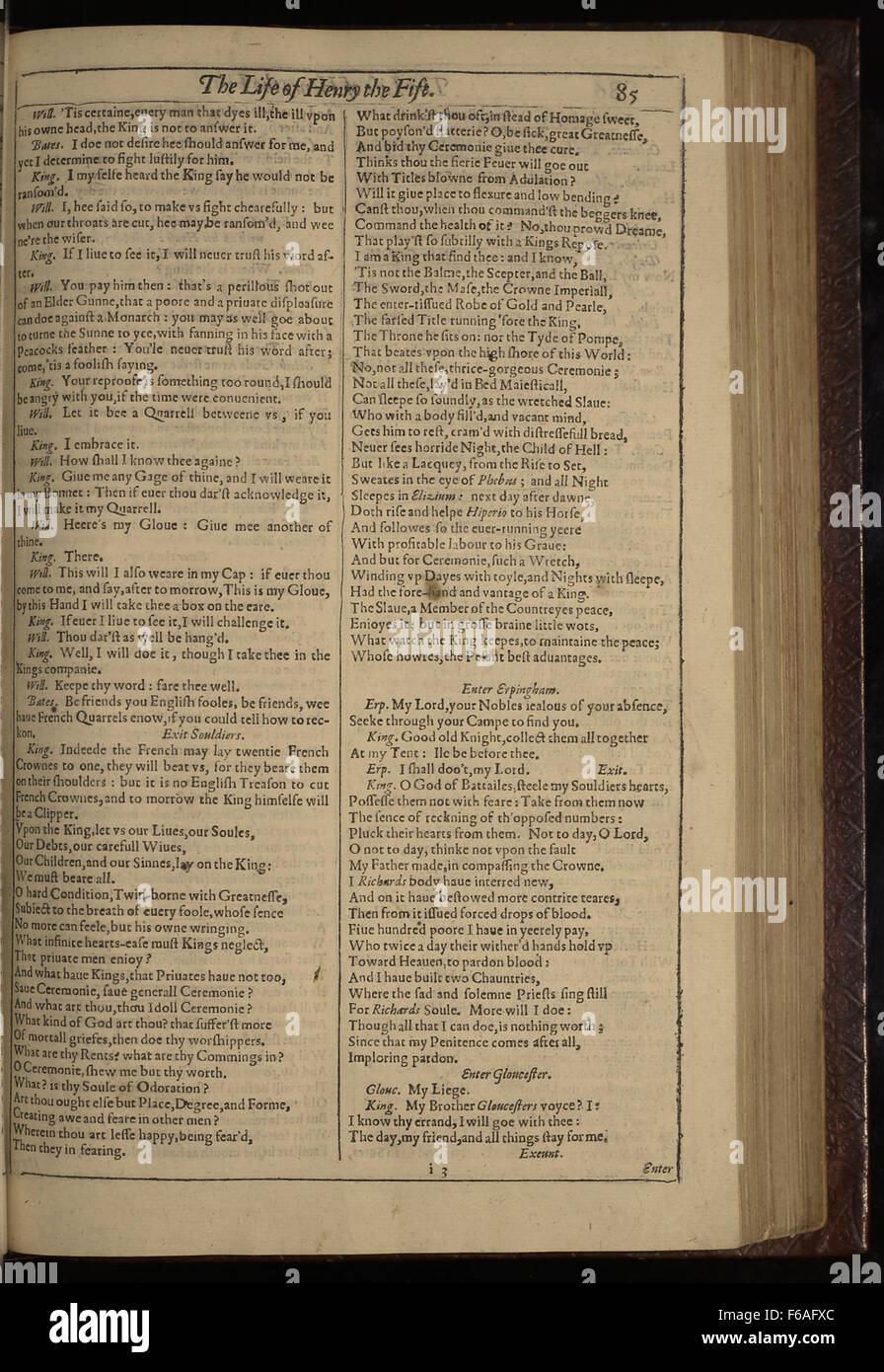 This page from the First Folio edition of Shakespeare’s *Henry V* (1623 ...