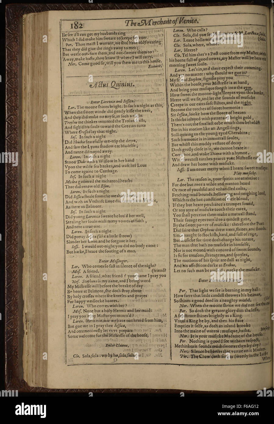 The First Folio of *The Merchant of Venice*, published in 1623 ...