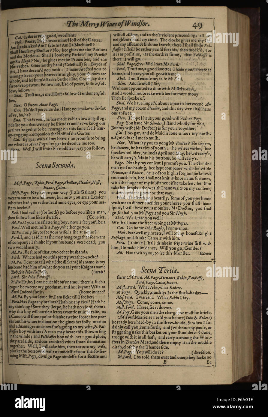 The 'First Folio' edition of 'The Merry Wives of Windsor,' published in ...