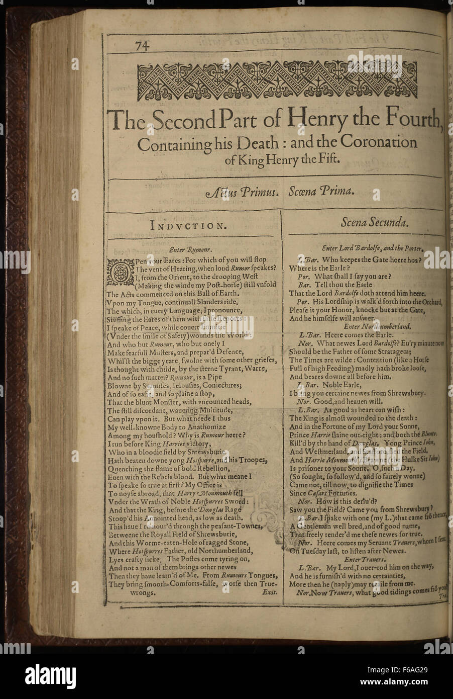 A page from the First Folio edition of 'The Second Part of King Henry ...