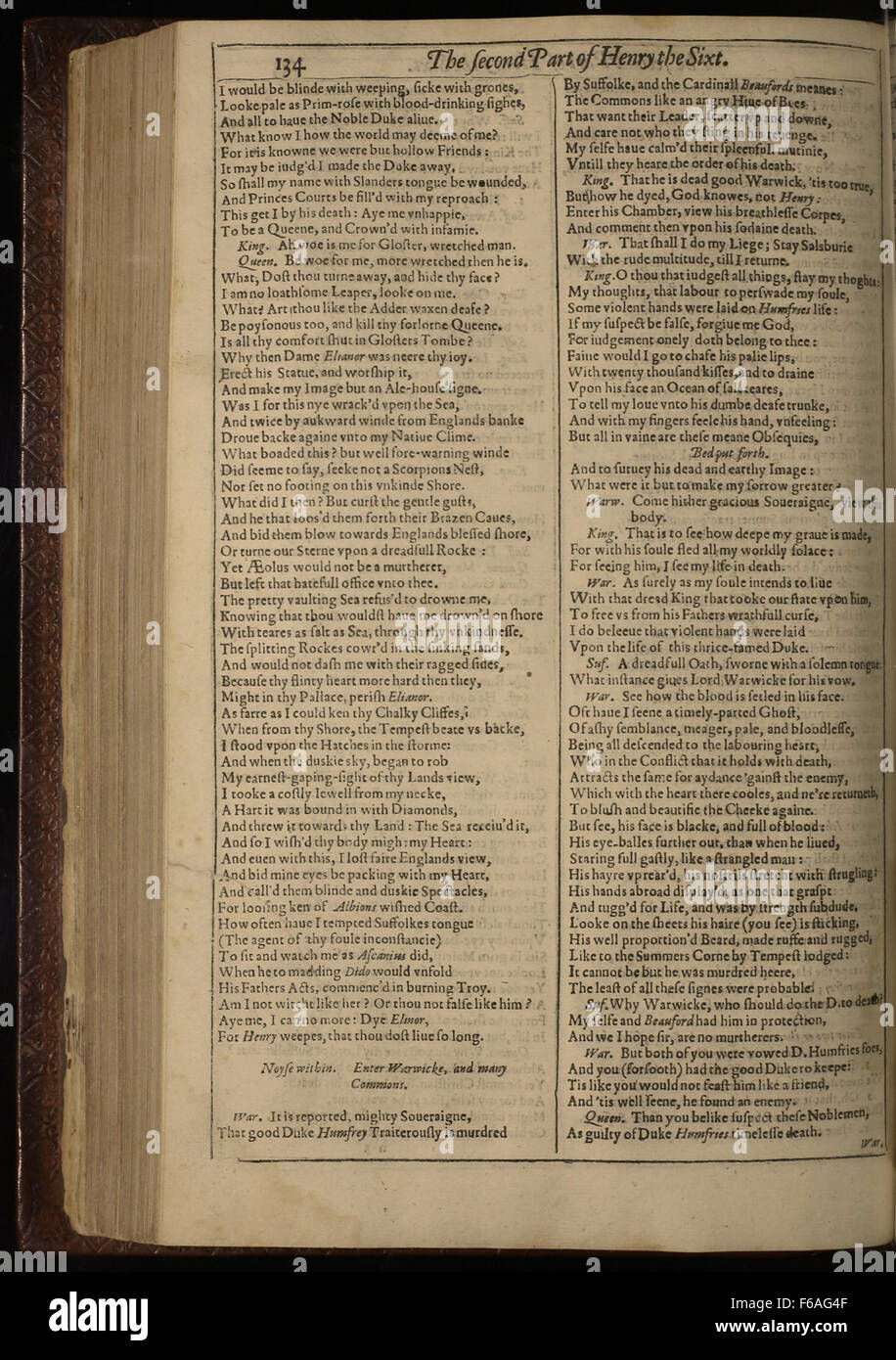 A page from Shakespeare's First Folio featuring 'The Second Part of King Henry VI.' This work ...