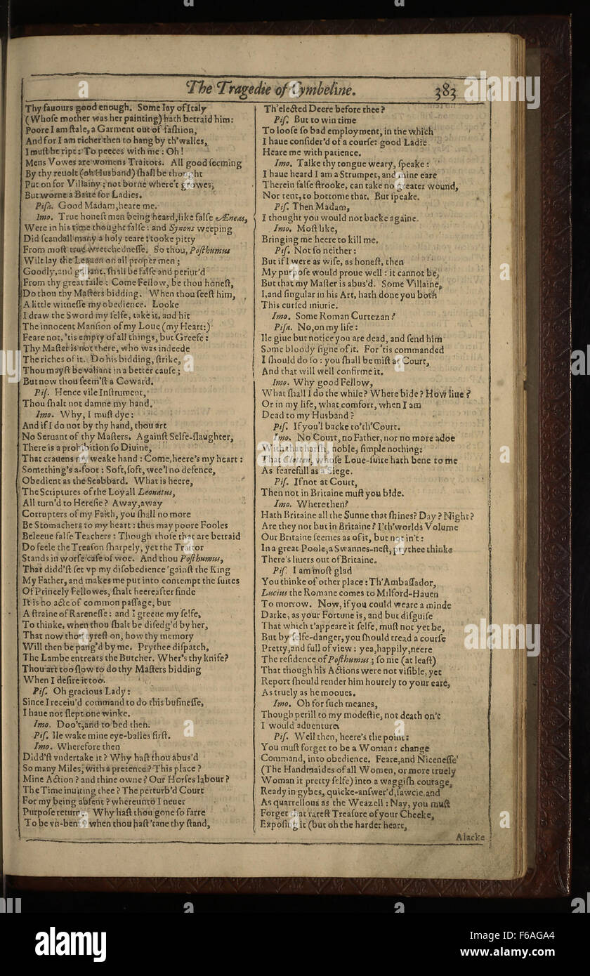 The First Folio edition of Shakespeare’s 'The Tragedy of Cymbeline ...