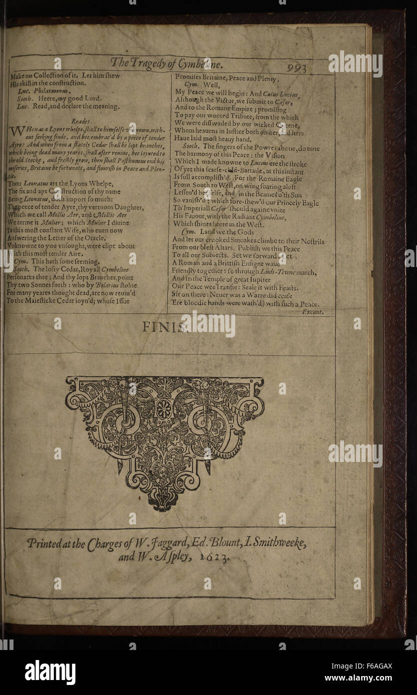 Page 31 of Shakespeare’s *The Tragedy of Cymbeline*, from the First ...