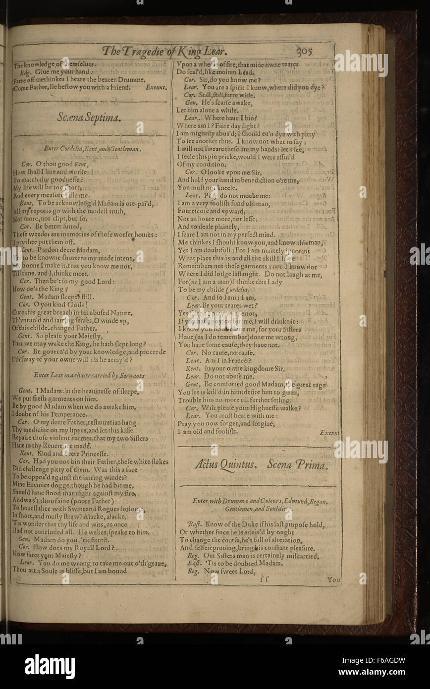 A page from the First Folio of Shakespeare’s *King Lear*, published in ...