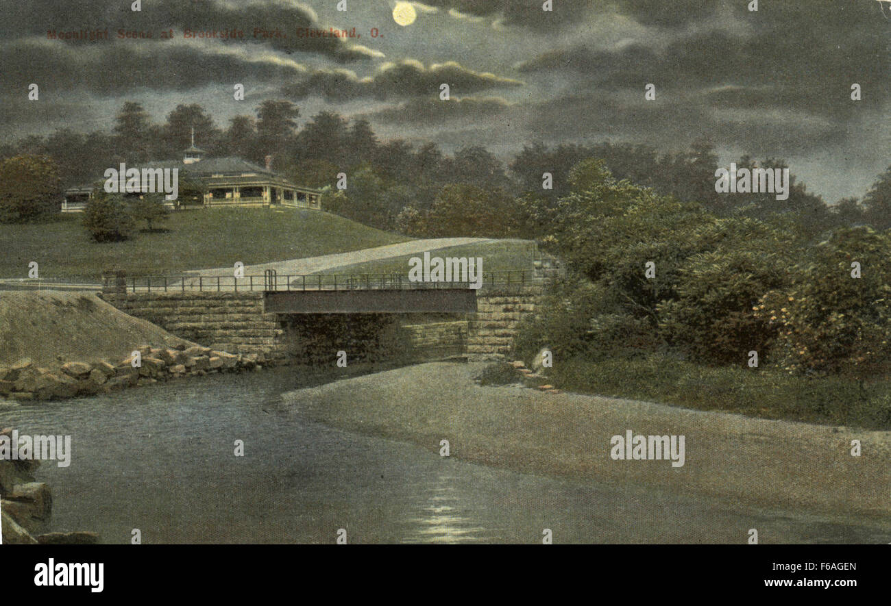 A night-time aerial photograph of Brookside Park in Cleveland, Ohio ...