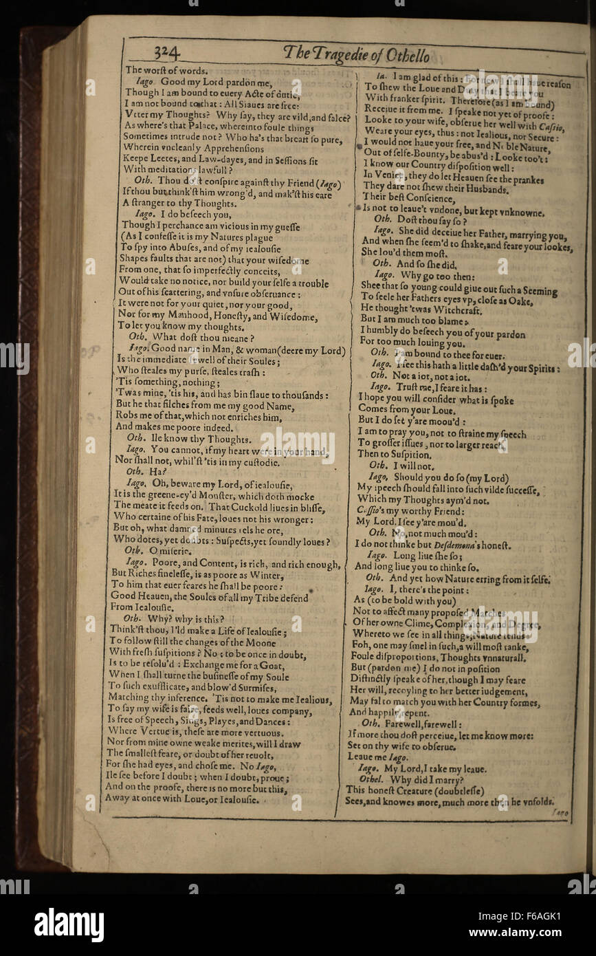 This page from the First Folio edition of Shakespeare’s *Othello* (1623 ...