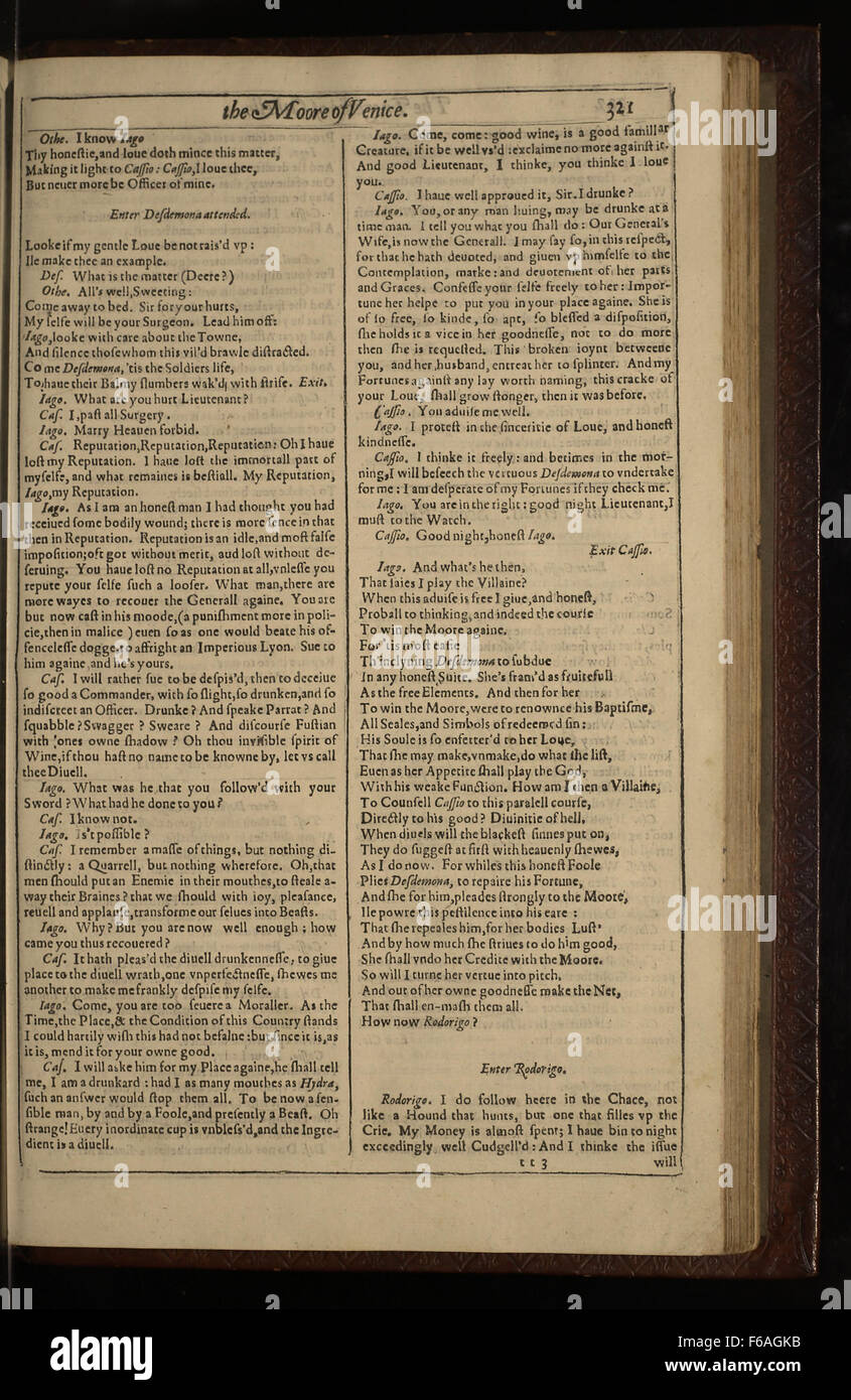 Title page of the First Folio edition (1623) of Shakespeare's 'Othello ...