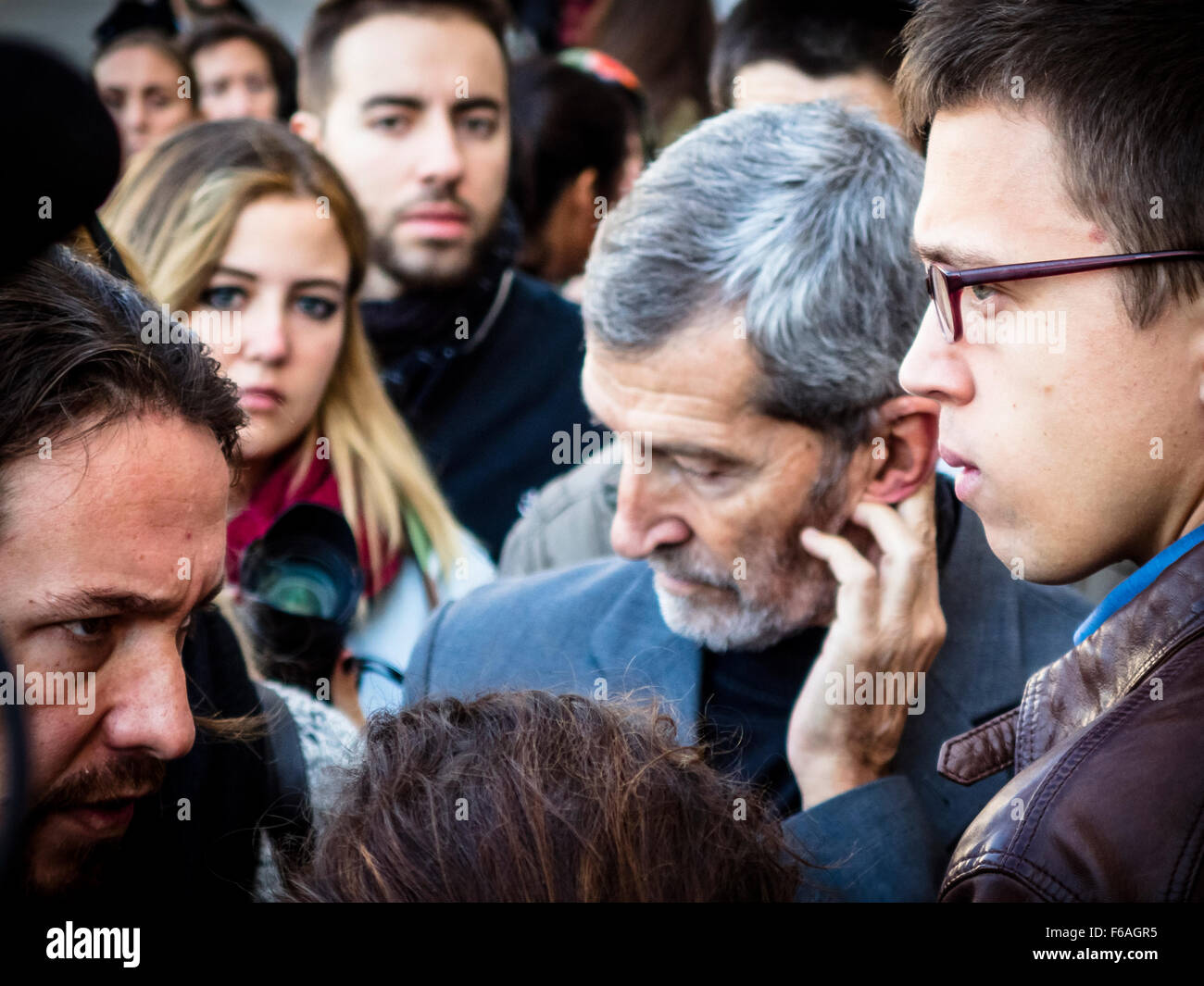 Cibeles Square, Madrid, Spain. 14th Nov, 2015. Members of the political ...