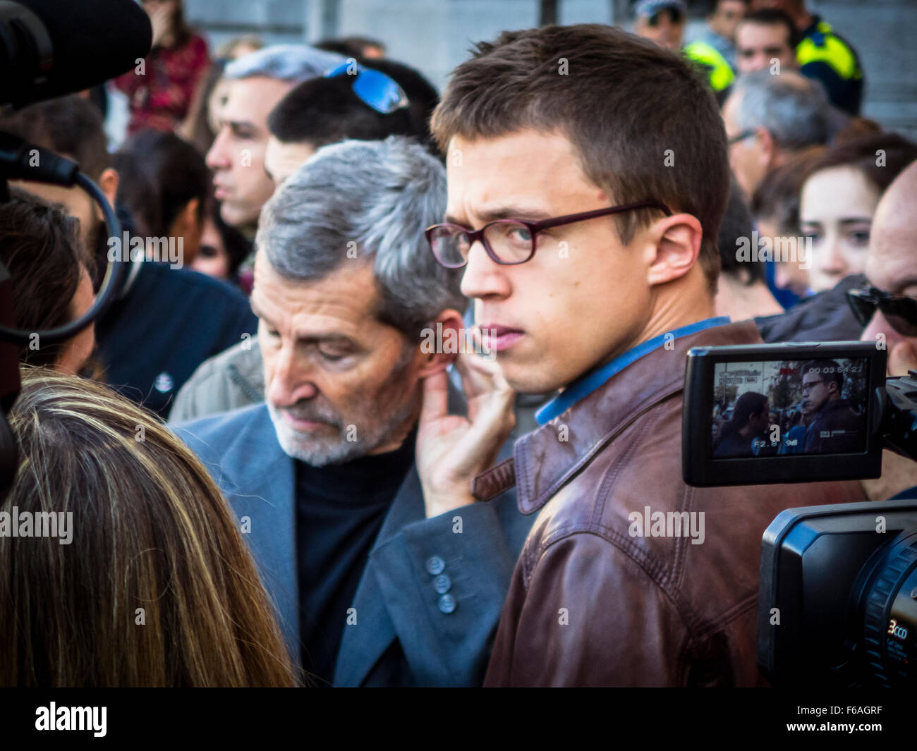 Cibeles Square, Madrid, Spain. 14th Nov, 2015. Members of the political ...
