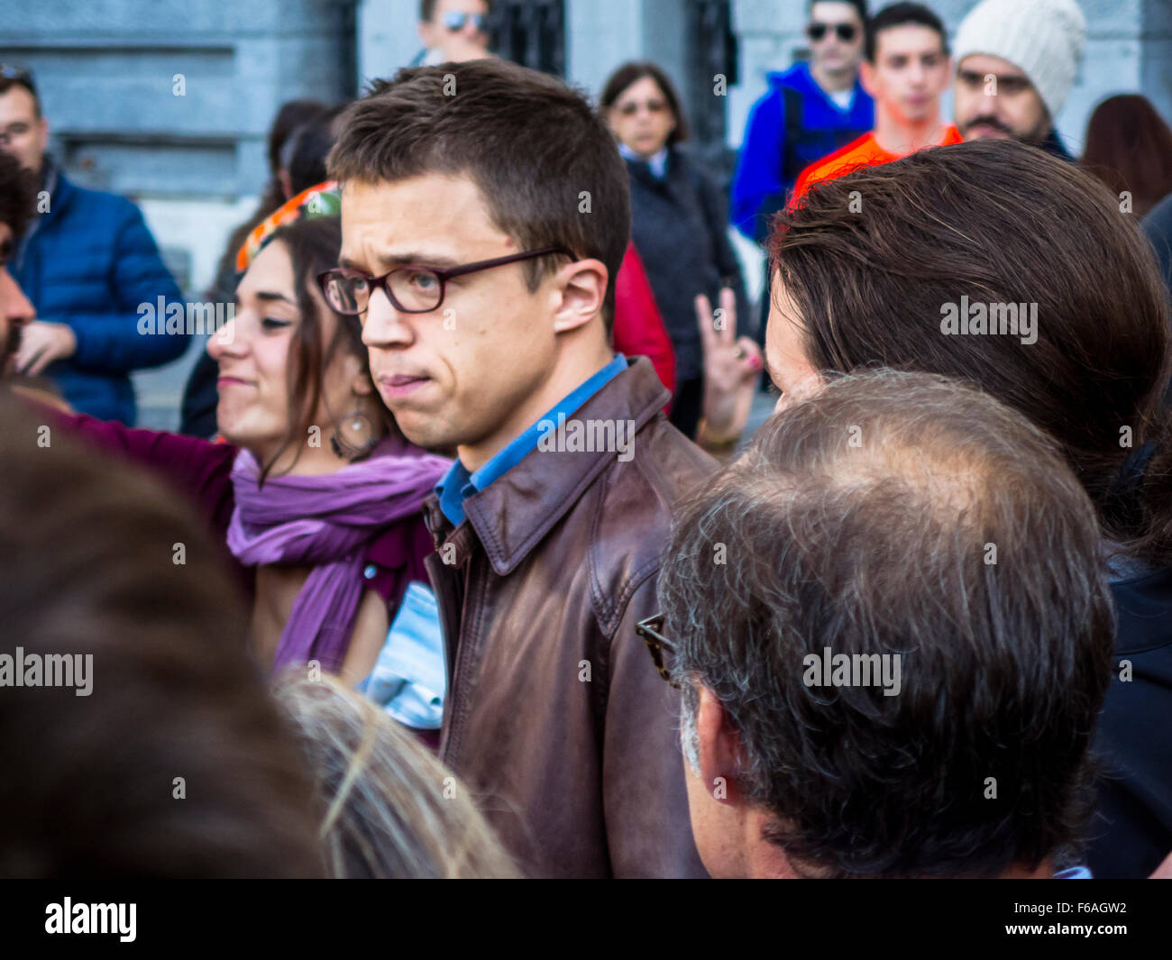 Cibeles Square, Madrid, Spain. 14th Nov, 2015. Members of the political ...