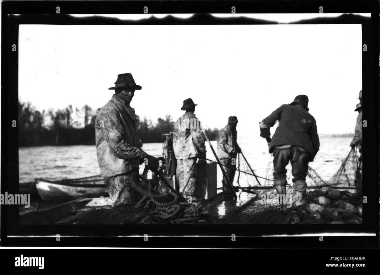 A photograph of the practice of seining at Moon Lake McGee, an ...