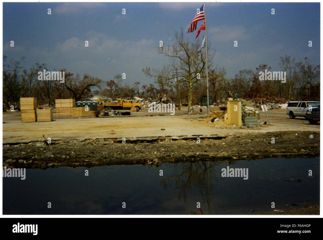 Photograph of the aftermath of Hurricane Katrina in Waveland, Hancock ...